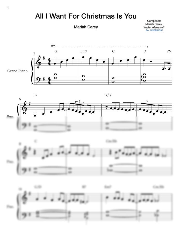 악보 > Mariah Carey 머라이어캐리 - All I Want for Christmas Is You (원곡버전) by ...