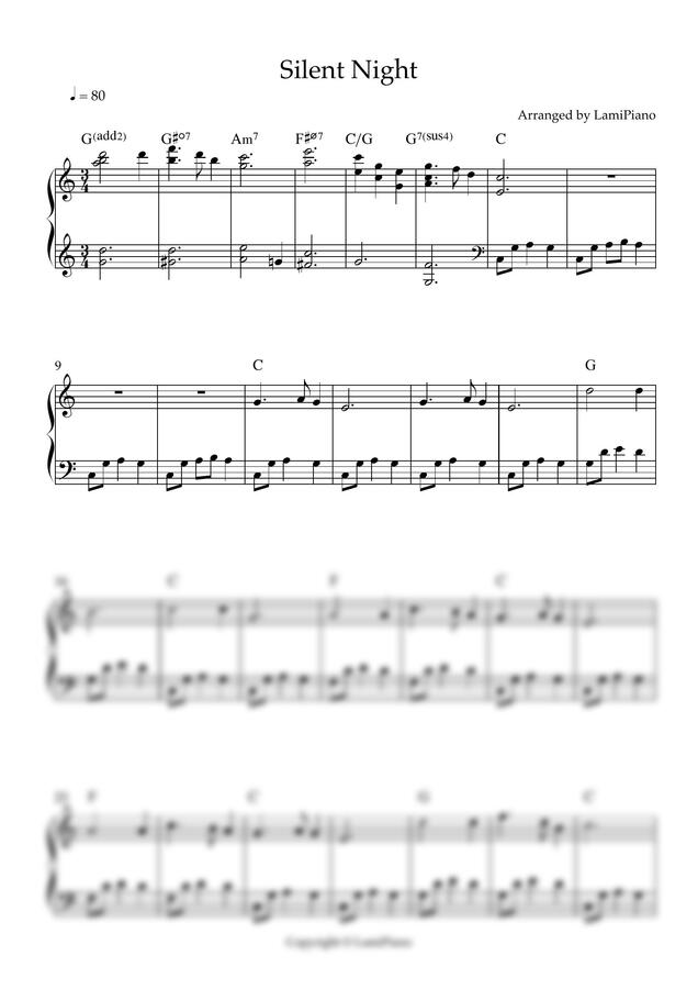 악보 캐롤 Silent Night 고요한 밤 거룩한 By 라미피아노