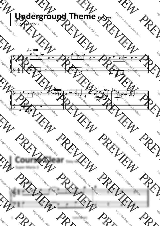 악보 > 슈퍼마리오 3 OST - Underground Theme + Course Clear [쉬운 원곡 악보] by 루나뮤직 Easy