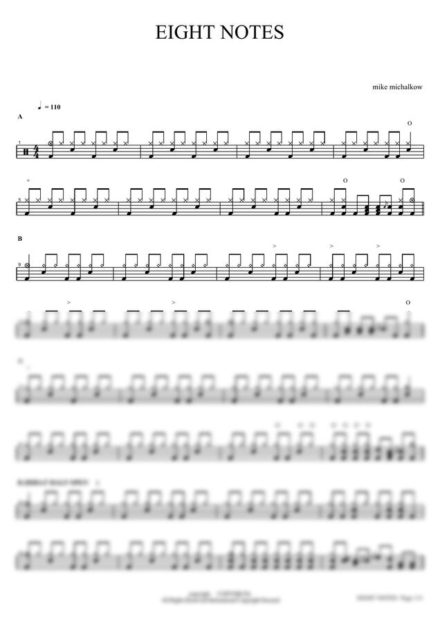 악보 > mike michalkow - eight notes by 카피드럼