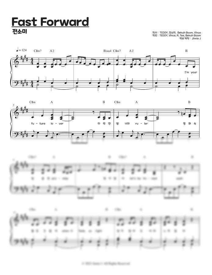 악보 > 전소미 - Fast Forward (가사, 코드 포함) by Jinnie J