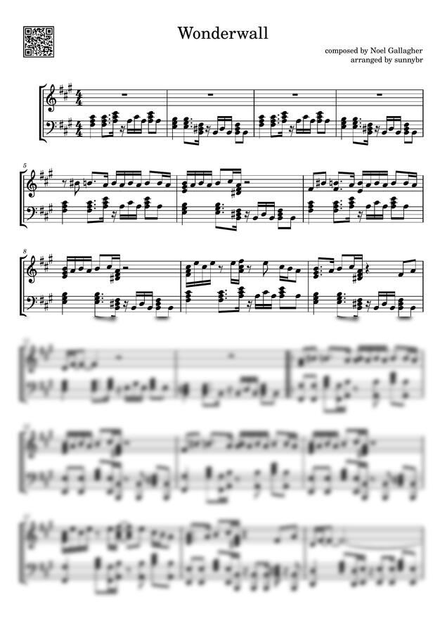 악보 > OASIS - Wonderwall by sunnybr