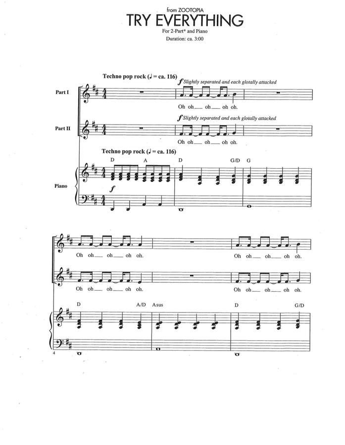 악보 > 주토피아 OST - Try Everything (반주 악보)