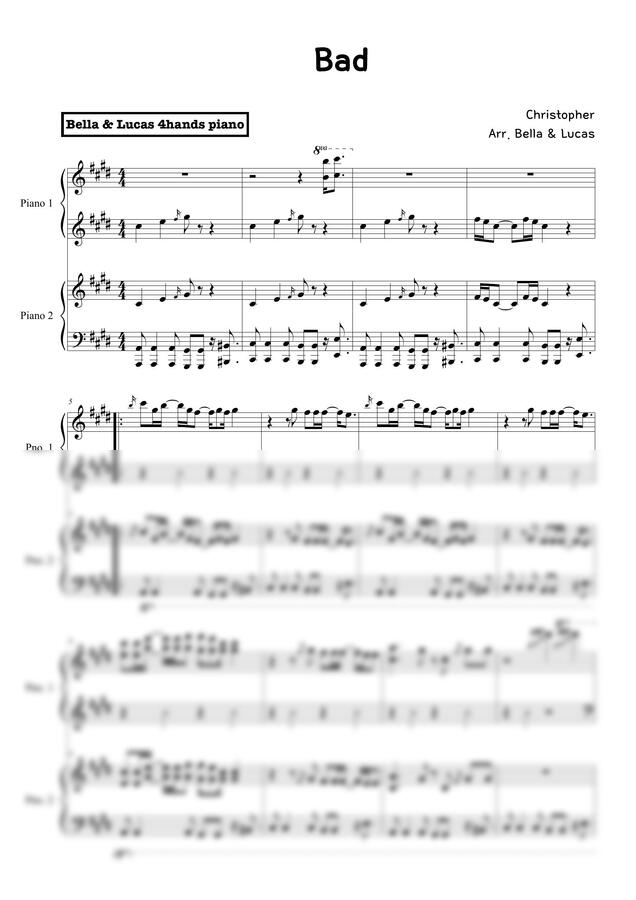 악보 > Christopher - Bad by 벨라앤루카스