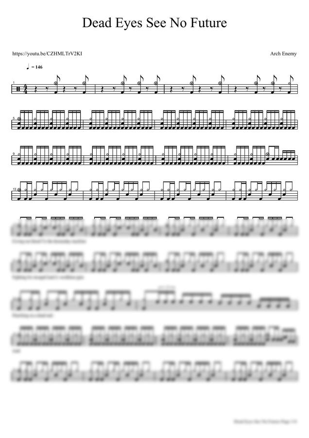 악보 > Arch Enemy - Dead Eyes See No Future by 카피드럼