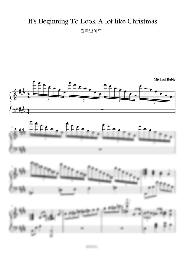 악보 > Michael Bublé - it's beginning to look a lot like christmas (원곡난이도 악보) by 셀라피아노