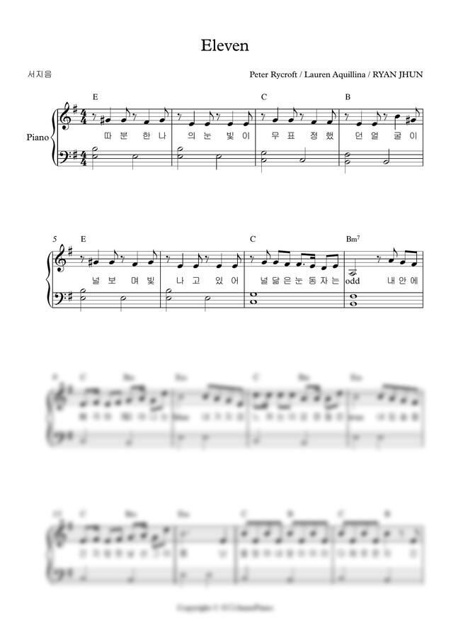 악보 > Peter Rycroft , Lauren Aquilina, Ryan S. Jhun , 서지음 - IVE(아이브 ...