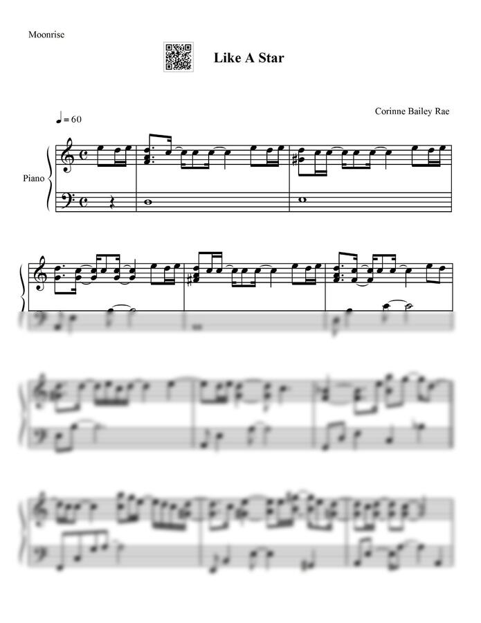 악보 > Corinne Bailey Rae - Like A Star | Moonrise