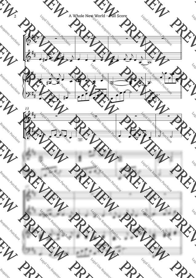 악보 > 알라딘 OST - A Whole New World (피아노 + 바이올린1,2) by 친절한세영띠