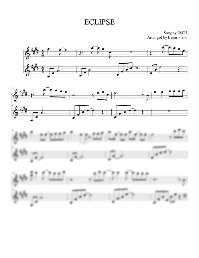 악보 > GOT7 (갓세븐) - ECLIPSE by Lunar Piano 루나피아노