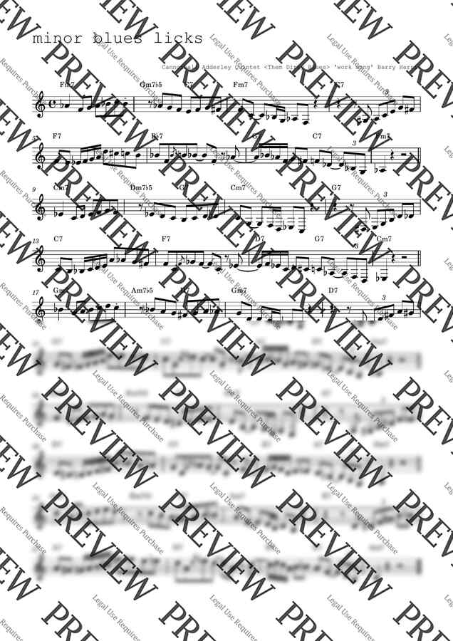 악보 > Barry harris - 마이너 블루스 재즈피아노 릭 (5key) by 헬로블루조이