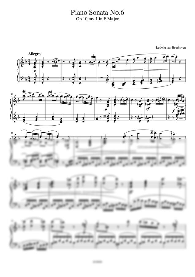 악보 > L. V. Beethoven (베토벤) - Sonata No.6 (소나타 6번 1악장) by JUNPIN