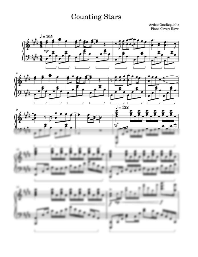 악보 > OneRepublic - Counting Stars by Havv