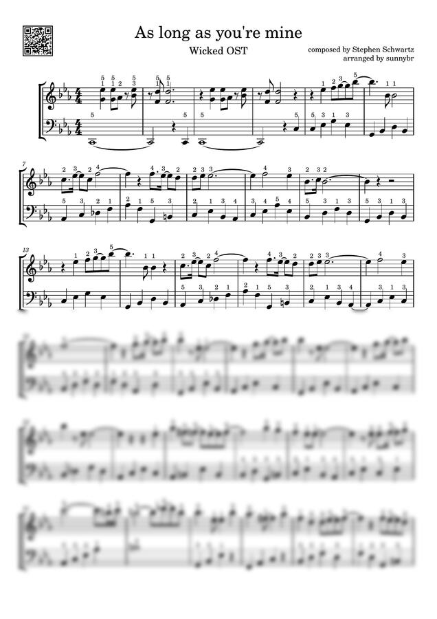 악보 > Wicked(위키드) OST - As long as you're mine (easy ver.) by sunnybr