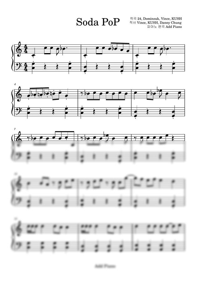 악보 > 사자보이즈(케이팝 데몬 헌터스) - 소다팝 Soda PoP(오른손 쉬운 리듬,왼손 쉬운 반주💚) (100초반) by ...
