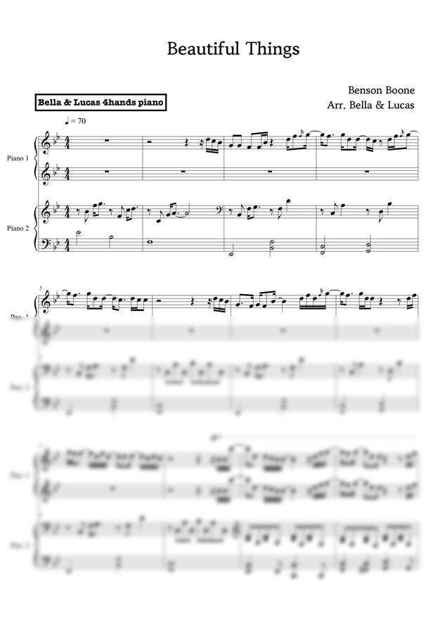 악보 > 벤슨 분 - Beautiful Things by 벨라앤루카스