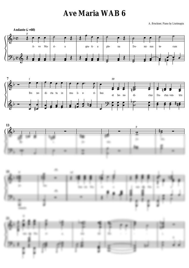 악보 > A. Bruckner (브루크너) - Ave Maria WAB 6 by Lisztmapia