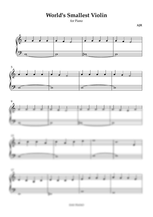 악보 > AJR - World's Smallest Violin (세가지/1절/C) by 데이피아노