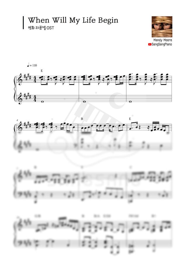 악보 > 영화 라푼젤 OST - When Will My Life Begin by 상상피아노