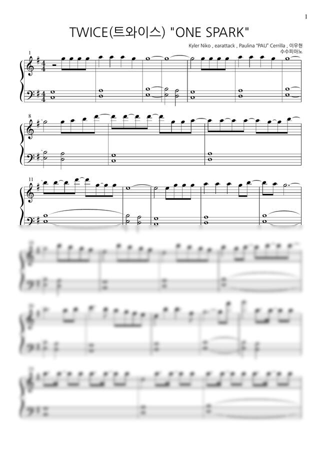 악보 > TWICE(트와이스) - ONE SPARK by 수수피아노