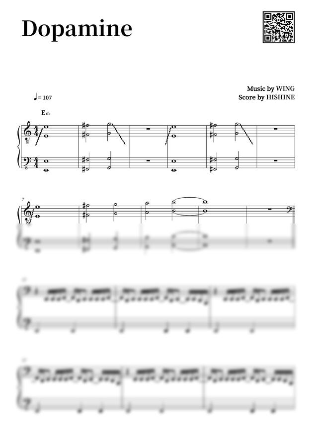 악보 > WING - Dopamine (쉬운악보 포함) | HISHINE