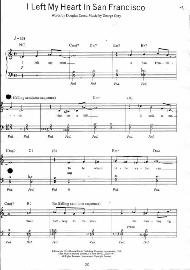 악보 > . - 416 - George Cory - I left my heart in San Fransisco